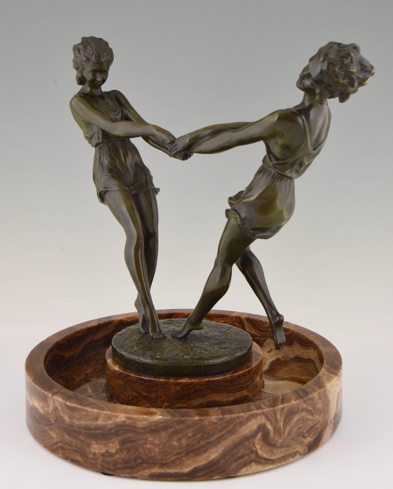 Art Deco Centrepiece Bronze Sculpture Dancing Girls Andre Gilbert, 1925 ...