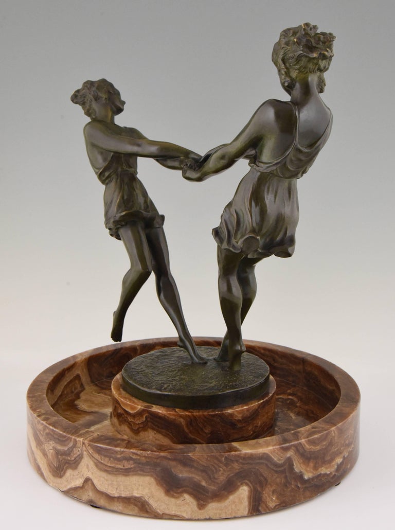 Art Deco Centrepiece Bronze Sculpture Dancing Girls Andre Gilbert, 1925 ...