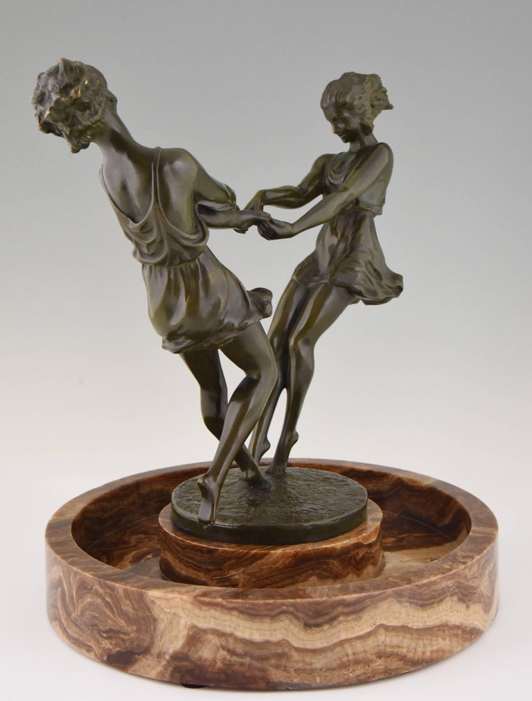 Art Deco Centrepiece Bronze Sculpture Dancing Girls Andre Gilbert, 1925 ...