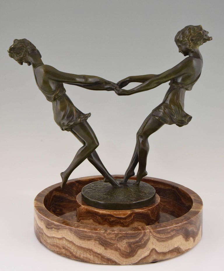 Art Deco Centrepiece Bronze Sculpture Dancing Girls Andre Gilbert, 1925 ...
