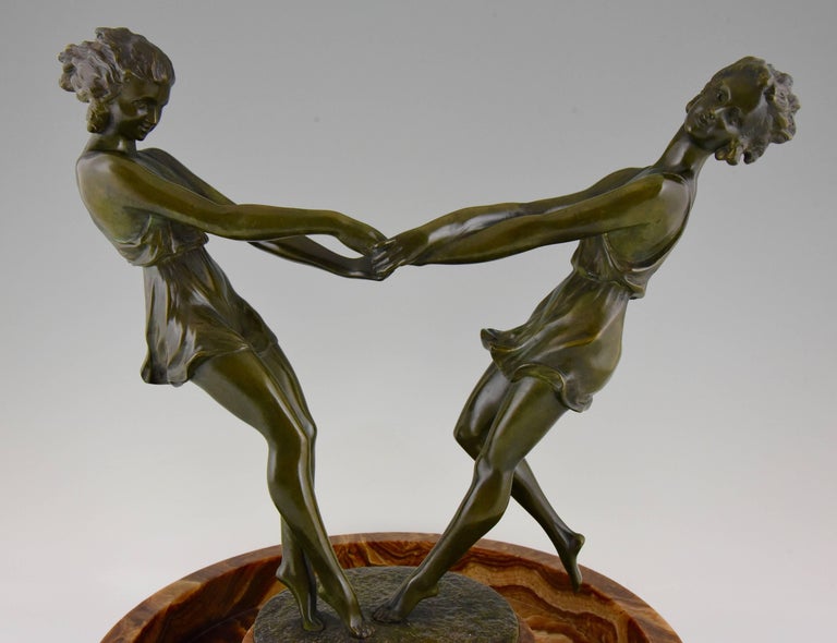 Art Deco Centrepiece Bronze Sculpture Dancing Girls Andre Gilbert, 1925 ...