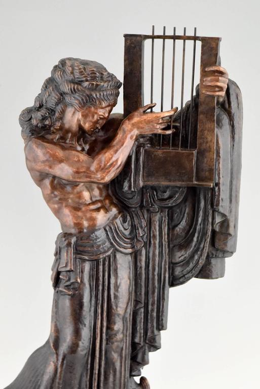 Art Deco Bronze Sculpture of Orpheus with Lyre by Horejc, 1916 at 1stDibs