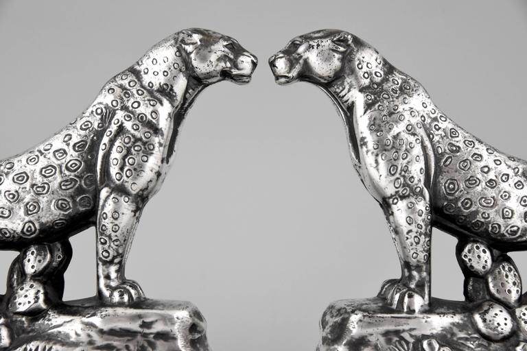 French Art Deco Panther Leopard Bookends by Maurice Frecourt, 1930 at ...