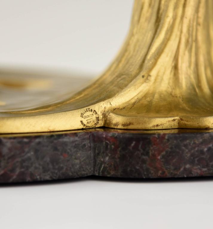 French Gilt Bronze Art Nouveau Lamp Woman Holding a Torch Louis Chalon ...