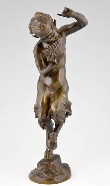 Antique Bronze Sculpture of a Dancing Satyr by Jules Jacques Labatut ...