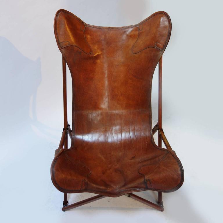 Foldable Tripolina Leather Armchair by Joseph Beverly Fenby at 1stDibs ...