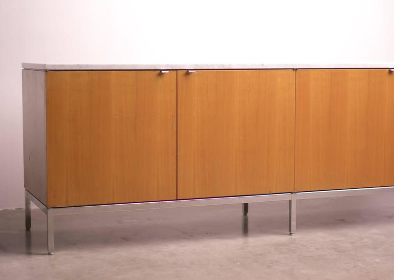 Florence Knoll European Walnut Sideboard with Carrara Marble Top at 1stDibs