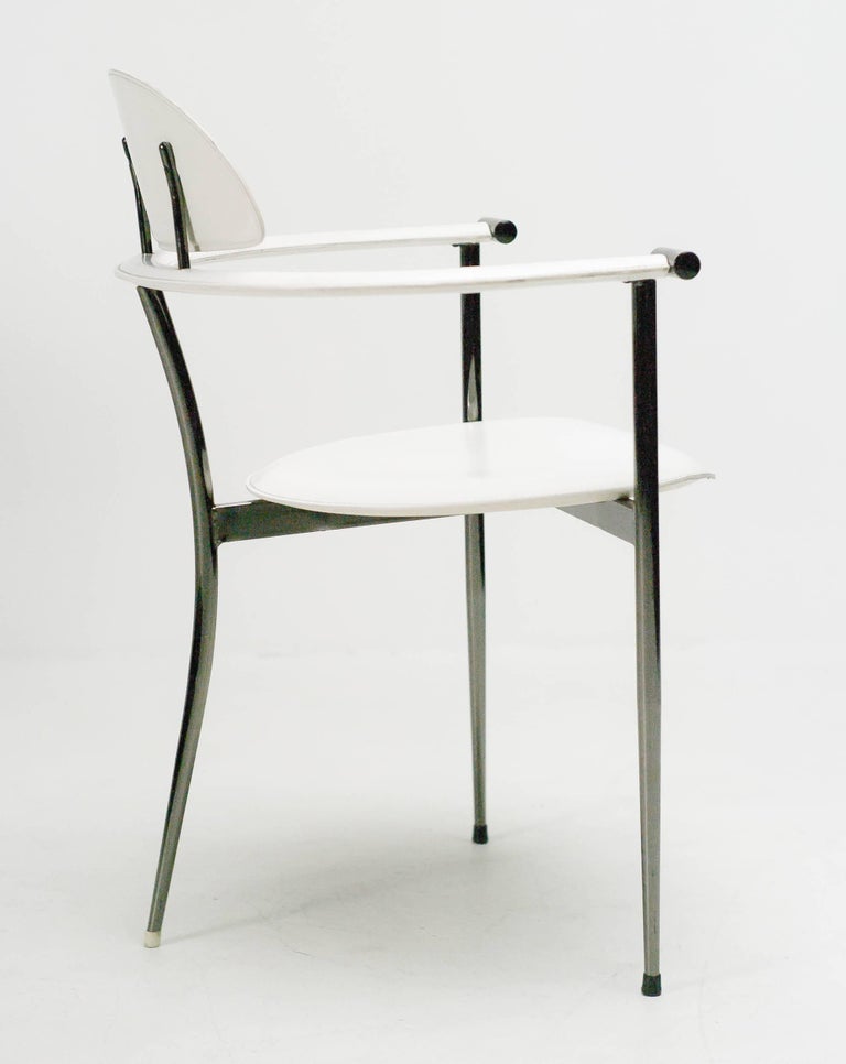 Set of Four White Leather Arrben Stiletto Chairs at 1stDibs