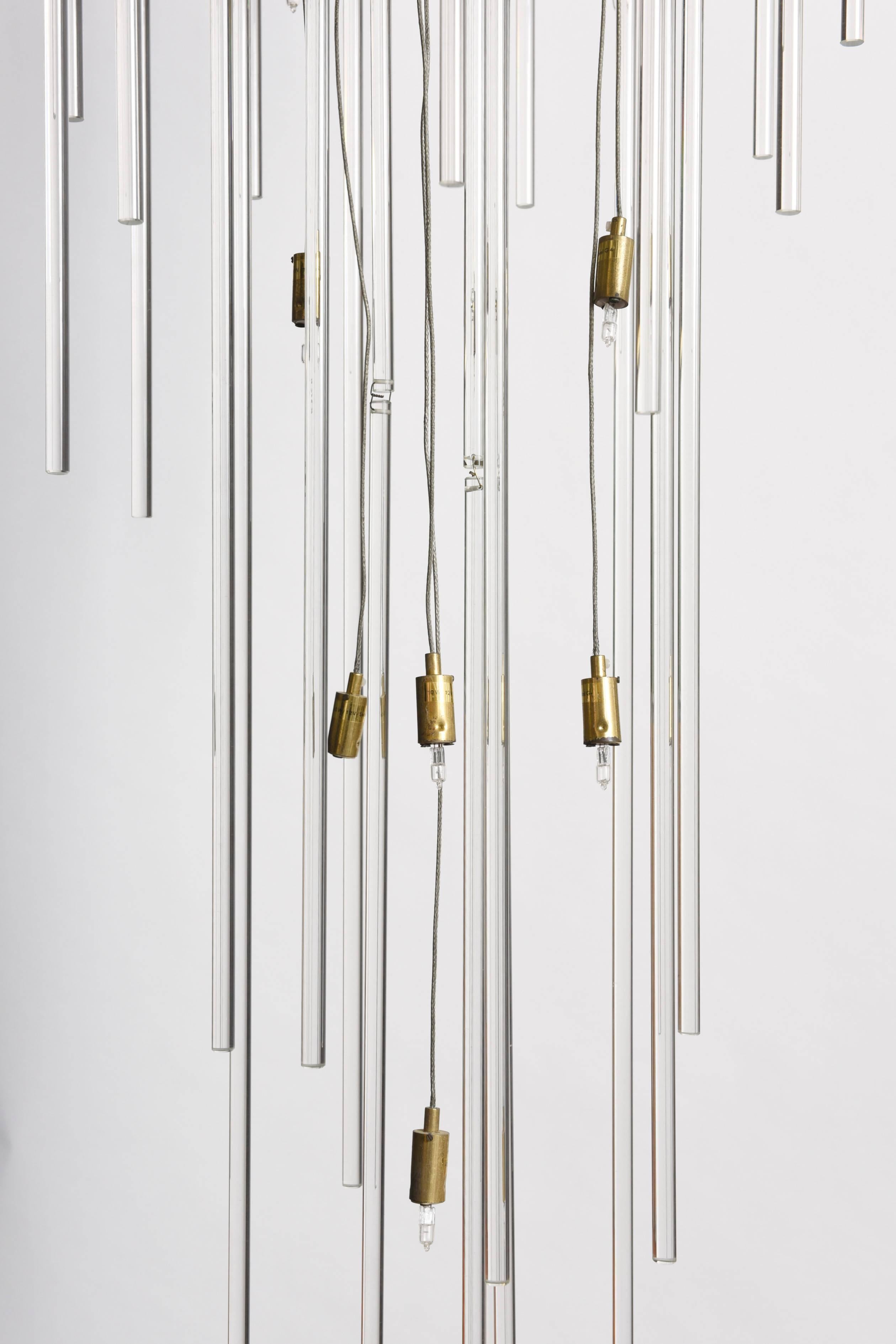 Mid-Century Modernist Large Lightolier Crystal Rod Chandelier at 1stDibs