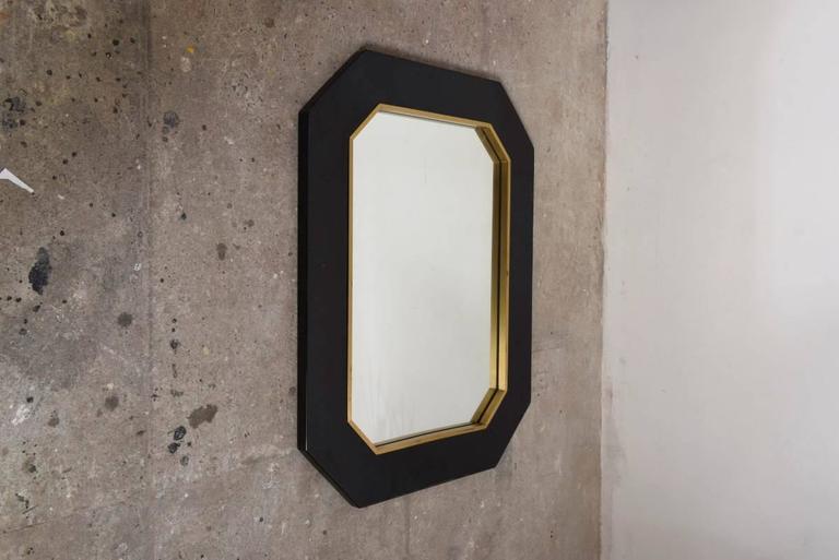 Octagonal Brass and Black Lacquer Mirror at 1stDibs