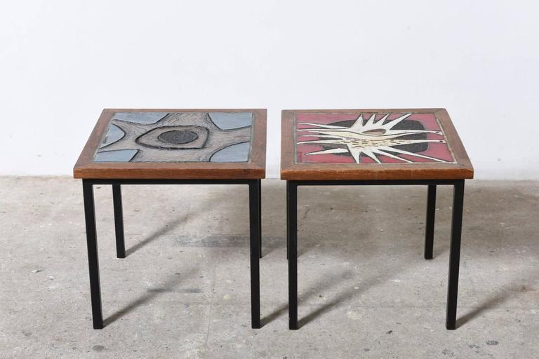 Very Rare Set of Two Art Tile Side Tables Designed by Paul Vermeire ...