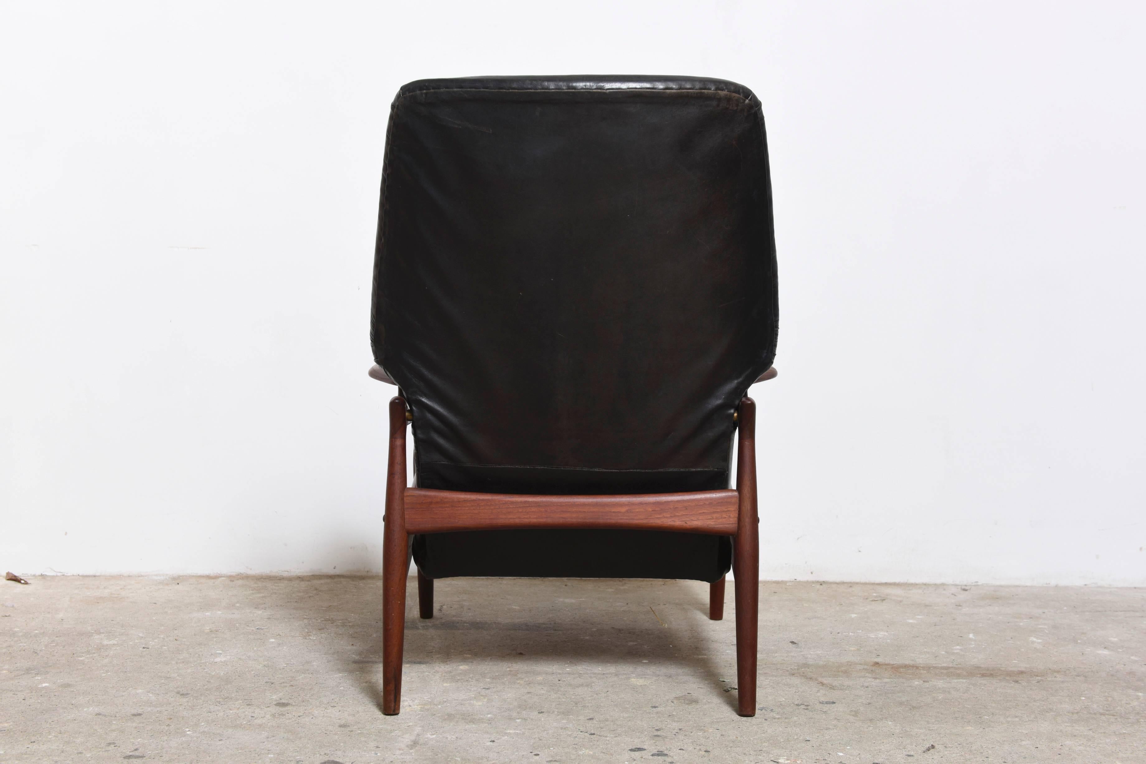 Danish Modern Reclining Lounge Wingback Chair at 1stDibs