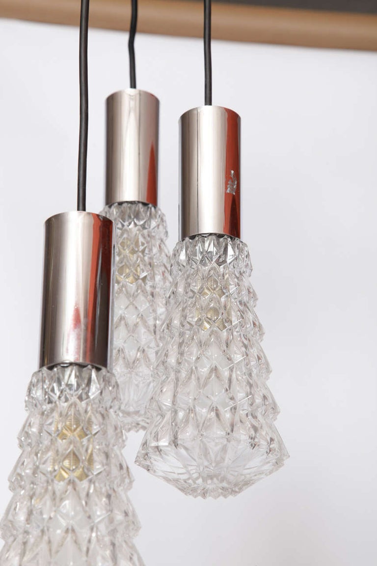 Large Cascade Light Fixture with Five-Glass Lights, 1970s, Glasshutte ...