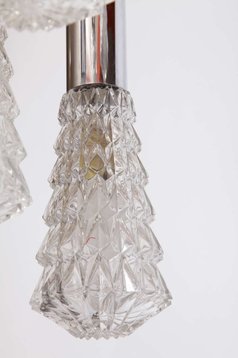 Large Cascade Light Fixture with Five-Glass Lights, 1970s, Glasshutte ...