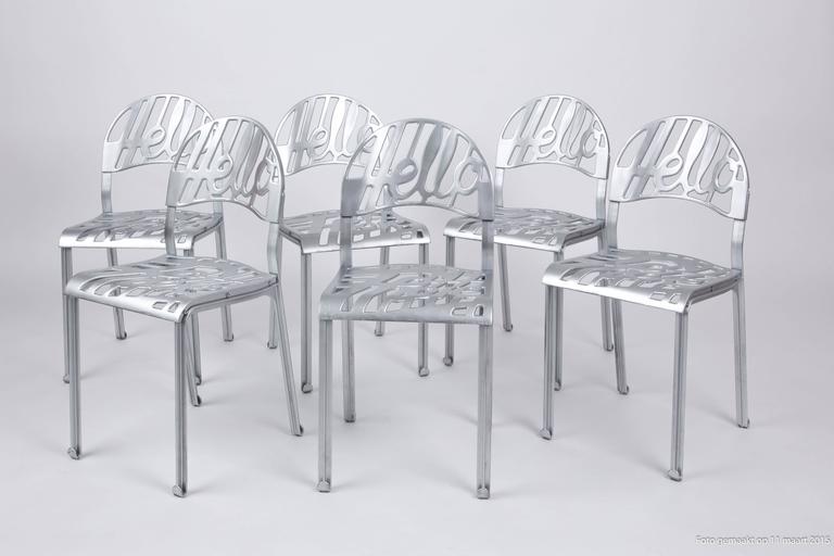Set of Six Jeremy Harvey, Aluminium "Hello There" Chairs for Artifort ...