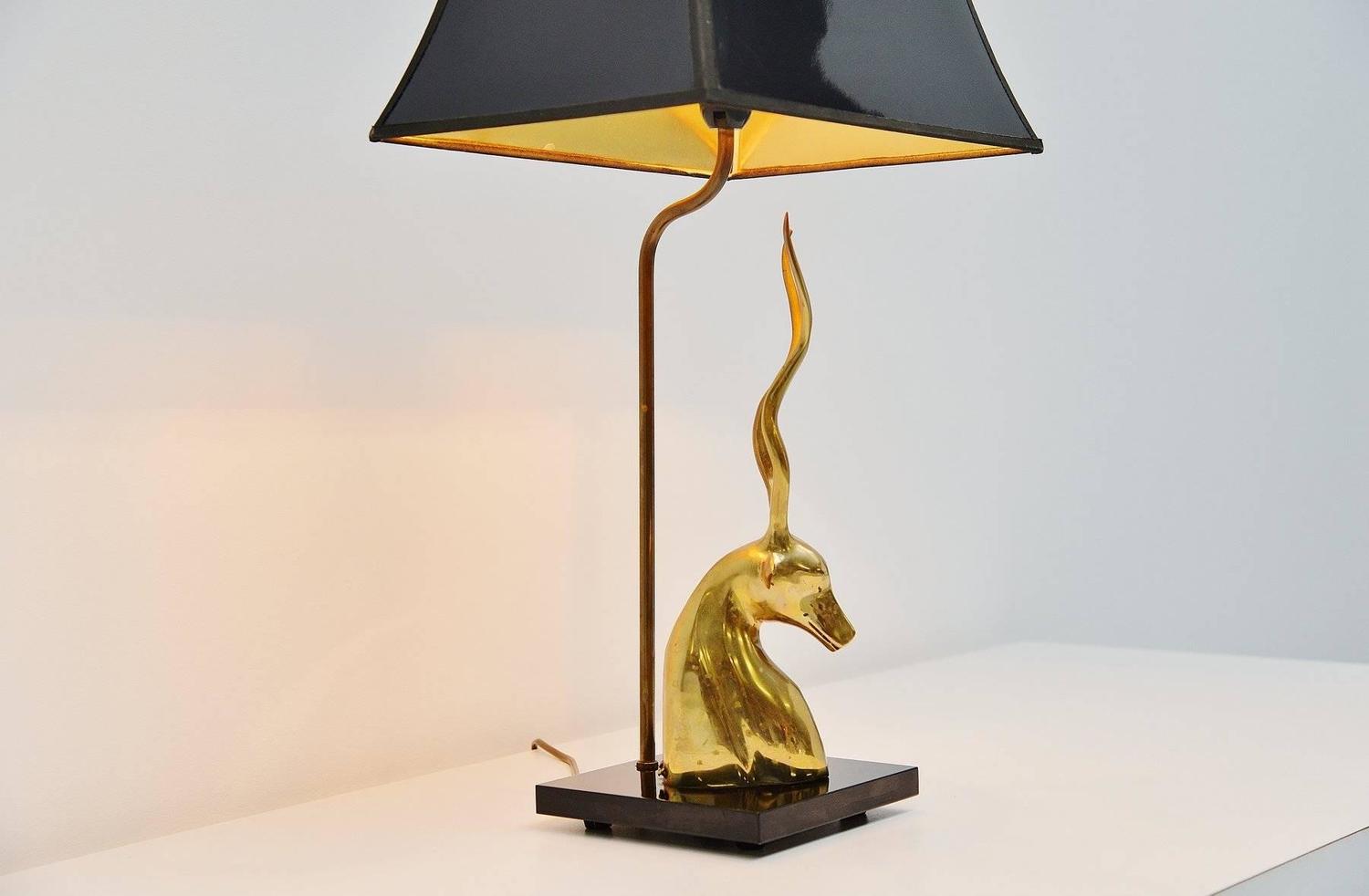 Deer Head Table Lamp in Brass, France, 1975 For Sale at 1stdibs
