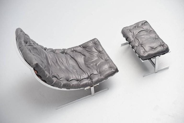 Belgian Architectural Lounge Chair with Spine Back, 1970 at 1stDibs