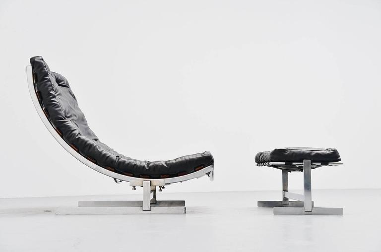 Belgian Architectural Lounge Chair with Spine Back, 1970 at 1stDibs