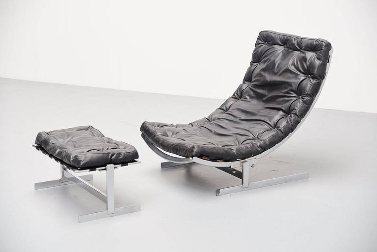 Belgian Architectural Lounge Chair with Spine Back, 1970 at 1stDibs