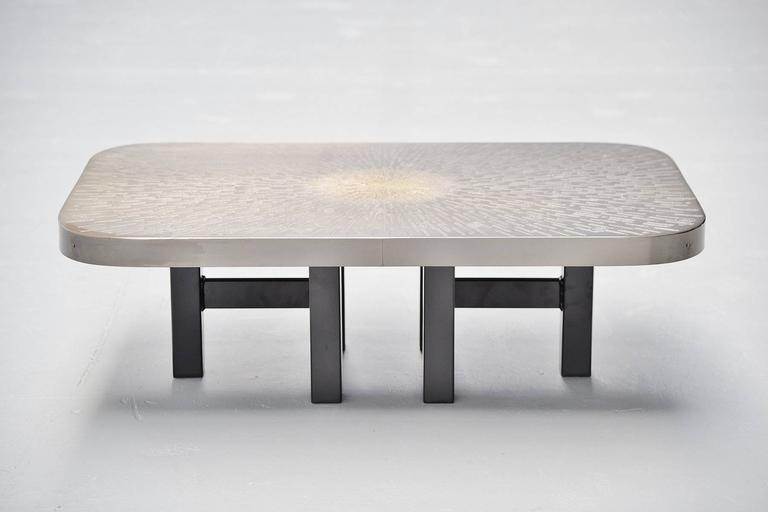 Lova Creation Etched Brass Sun Table, Belgium, 1985 at 1stDibs