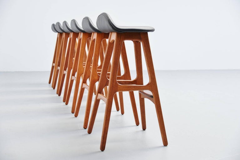 Erik Buck Teak Bar Stools Odense Møbler, Denmark, 1965 at 1stDibs