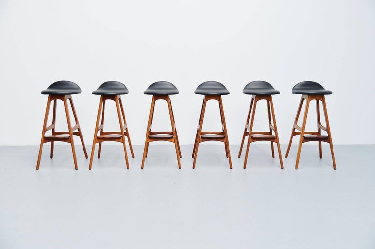 Erik Buck Teak Bar Stools Odense Møbler, Denmark, 1965 at 1stDibs