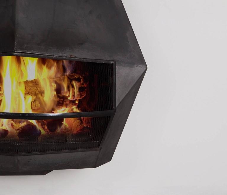Diamond-Shaped Steel Fire Place For Sale at 1stDibs