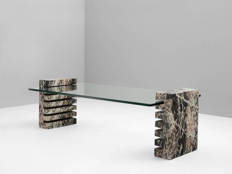 Large Marble and Glass Coffee Table For Sale at 1stDibs | large marble ...