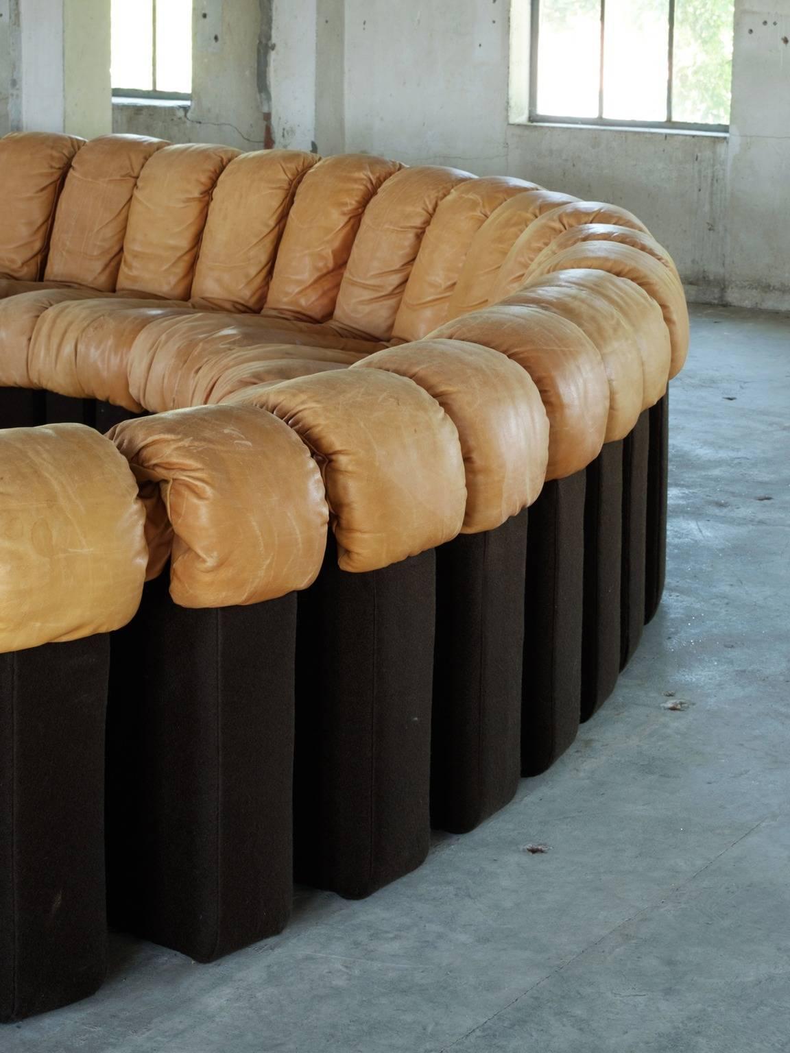 Exceptional Two De Sede DS-600 Non-Stop Sectional Sofa's in Cognac ...