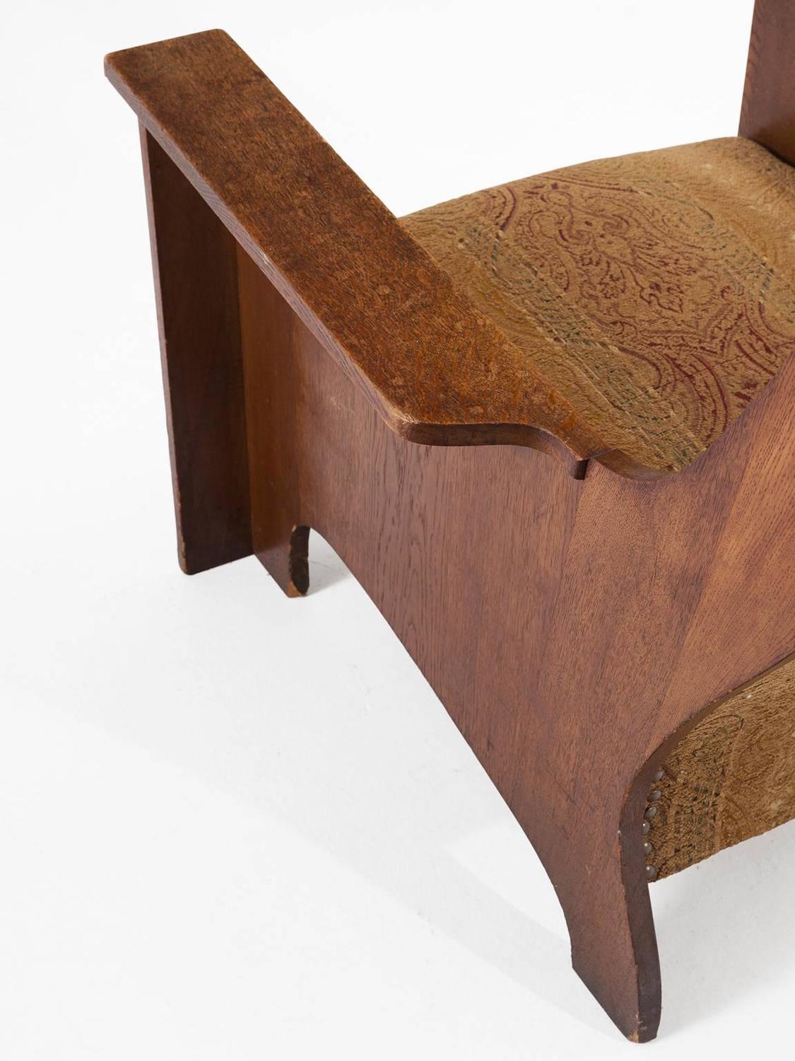 Rare Swedish Art Deco High Back Armchair in Oak For Sale at 1stdibs