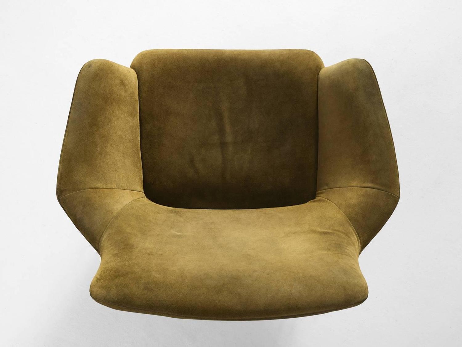 Poul Nørreklit Olive Green Suede Easy Chair For Sale at 1stdibs