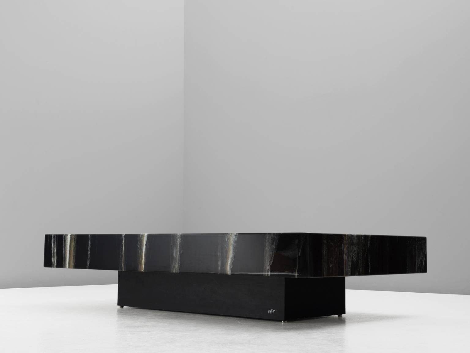 Willy Rizzo Signed Marbled Cocktail Table For Sale at 1stDibs