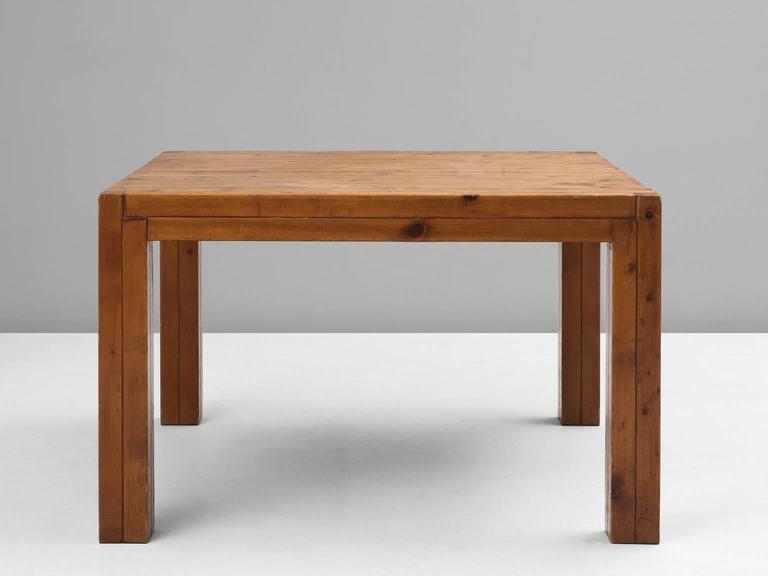 Italian Square Dining Table in Patinated Pine For Sale at 1stDibs