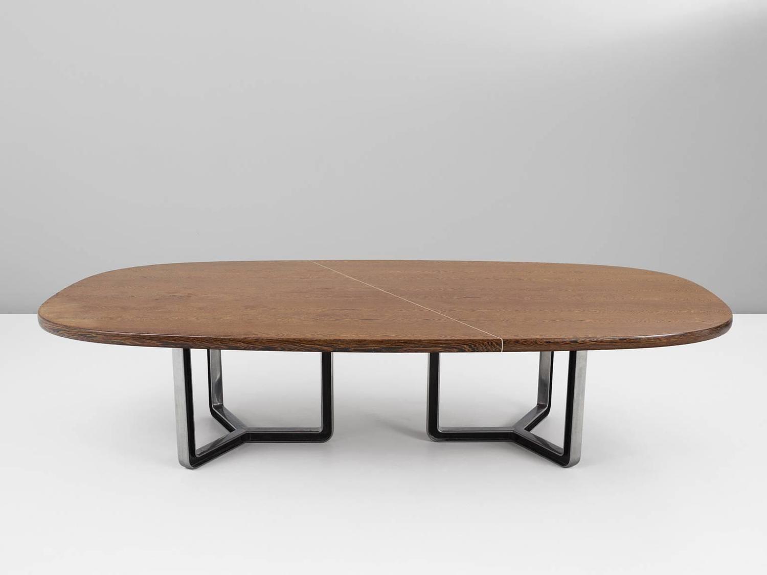 Large Oval Conference Table in Wengé for Tecno For Sale at 1stdibs