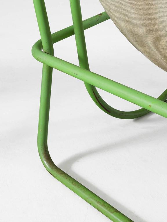 Gae Aulenti Two Locus Solus Lounge Chairs in Green Colored Metal For ...