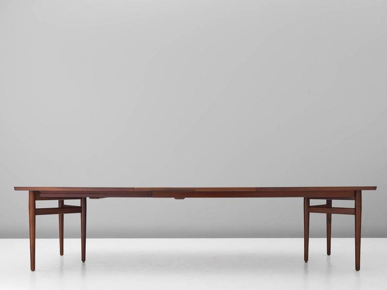 Large Arne Vodder Dining Table in Rosewood For Sale at 1stDibs