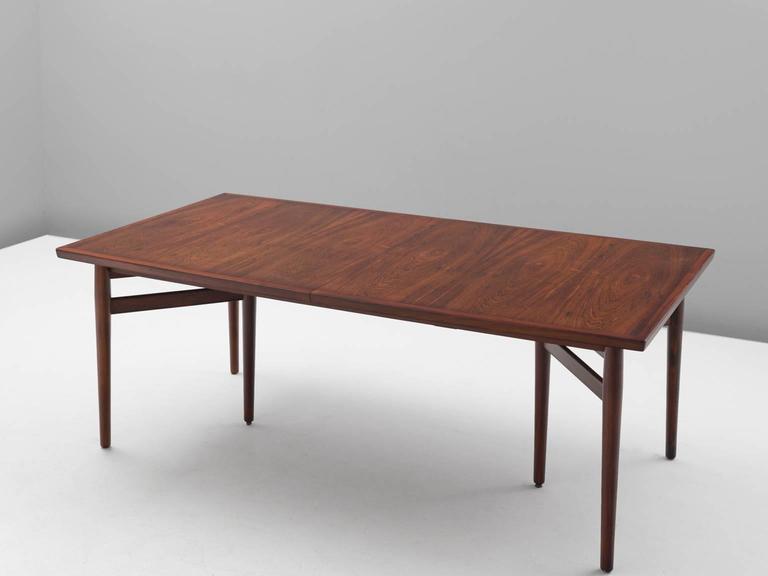 Large Arne Vodder Dining Table in Rosewood For Sale at 1stDibs