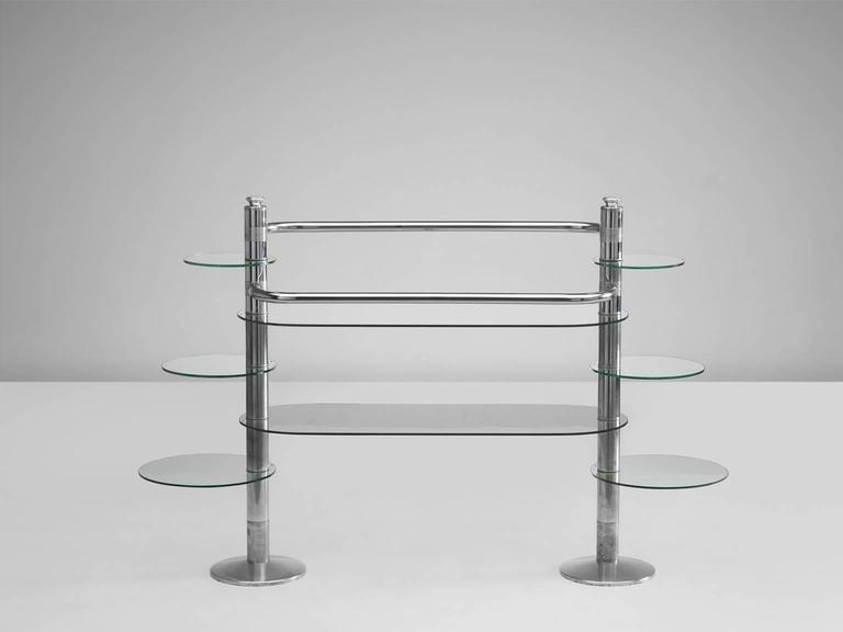 Display Unit in Chrome and Glass, Italy, 1980s For Sale at 1stDibs