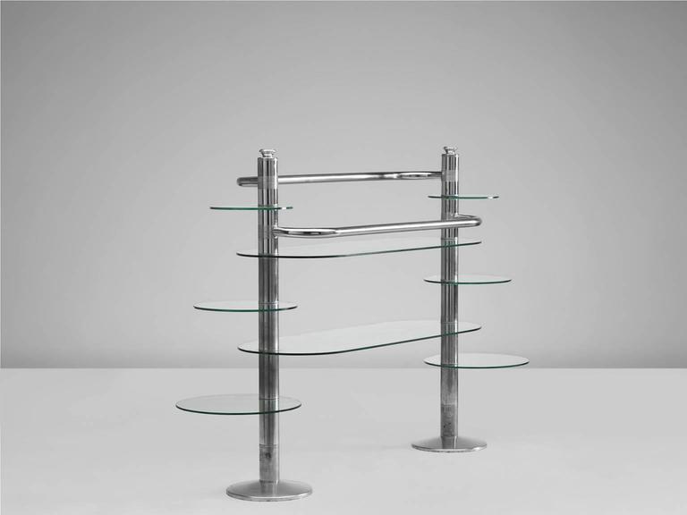 Display Unit in Chrome and Glass, Italy, 1980s For Sale at 1stDibs