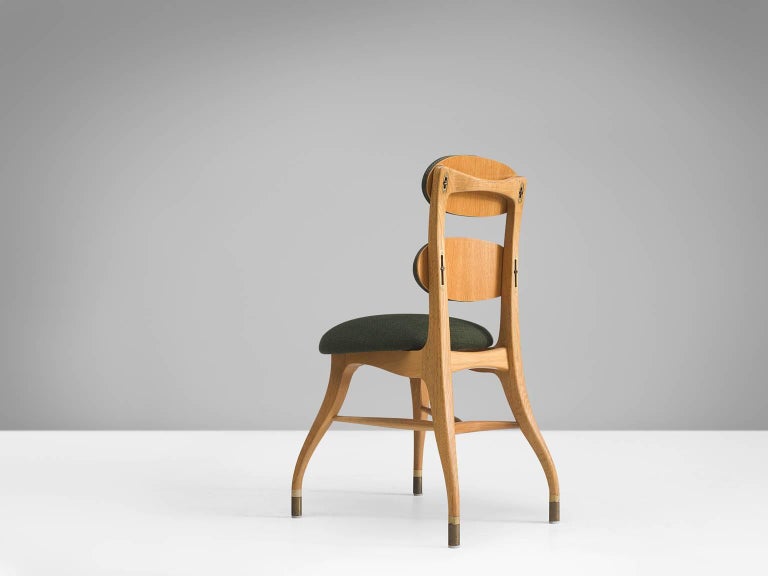 Orchestra Chair in Solid Oak and Fabric, Denmark 1950s For Sale at 1stDibs