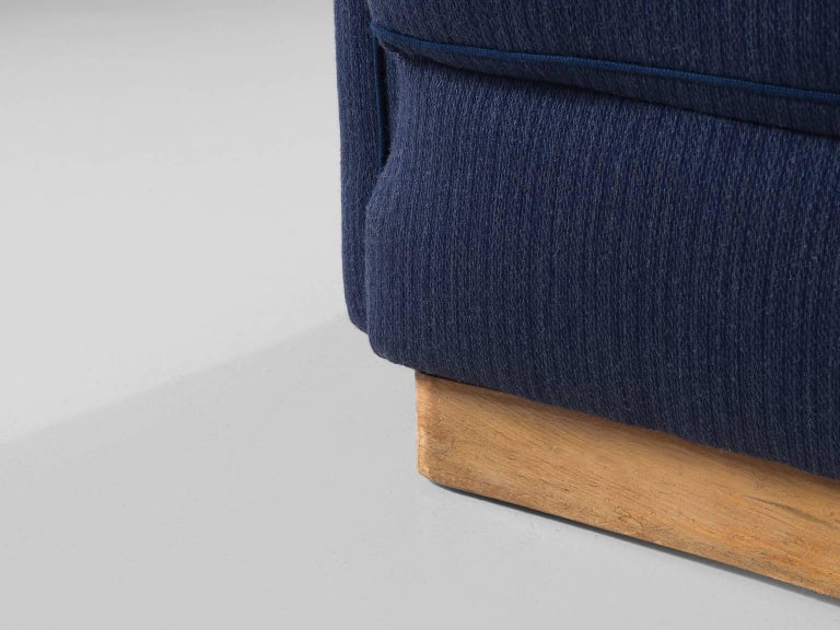 Danish Navy Blue Upholstered High-Back Sofa at 1stDibs