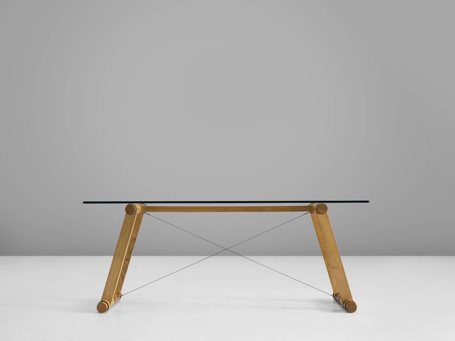Superstudio 'Teso' Dining Table in Wood and Glass For Sale at 1stDibs