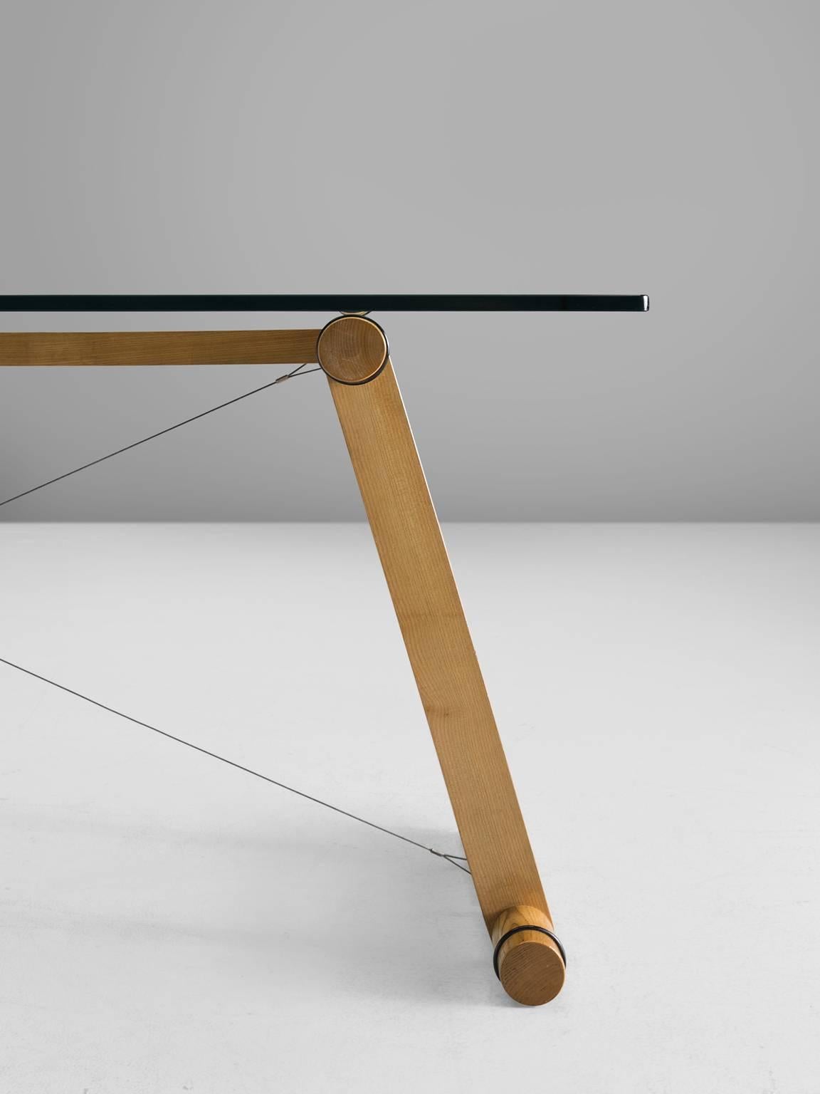 Superstudio 'Teso' Dining Table in Wood and Glass For Sale at 1stDibs