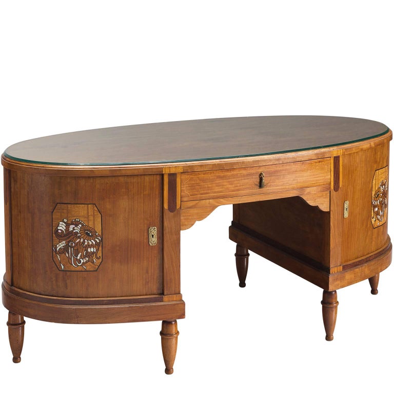 Art Deco Partner Desk in Mahogany, 1930s For Sale at 1stDibs