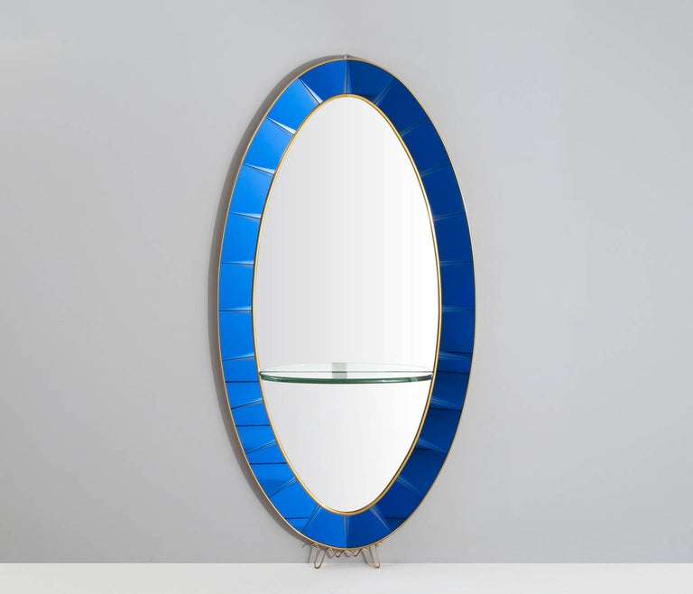 Large Blue Cristal Art Mirror For Sale at 1stDibs