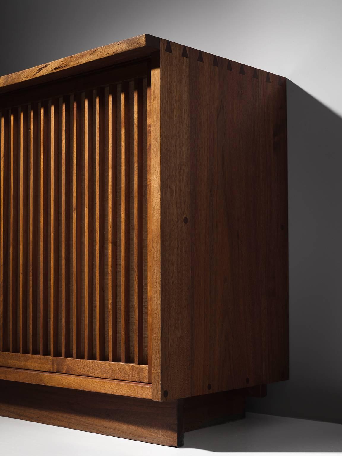 George Nakashima Cabinet with Walnut and Pandanus Cloth For Sale at 1stDibs