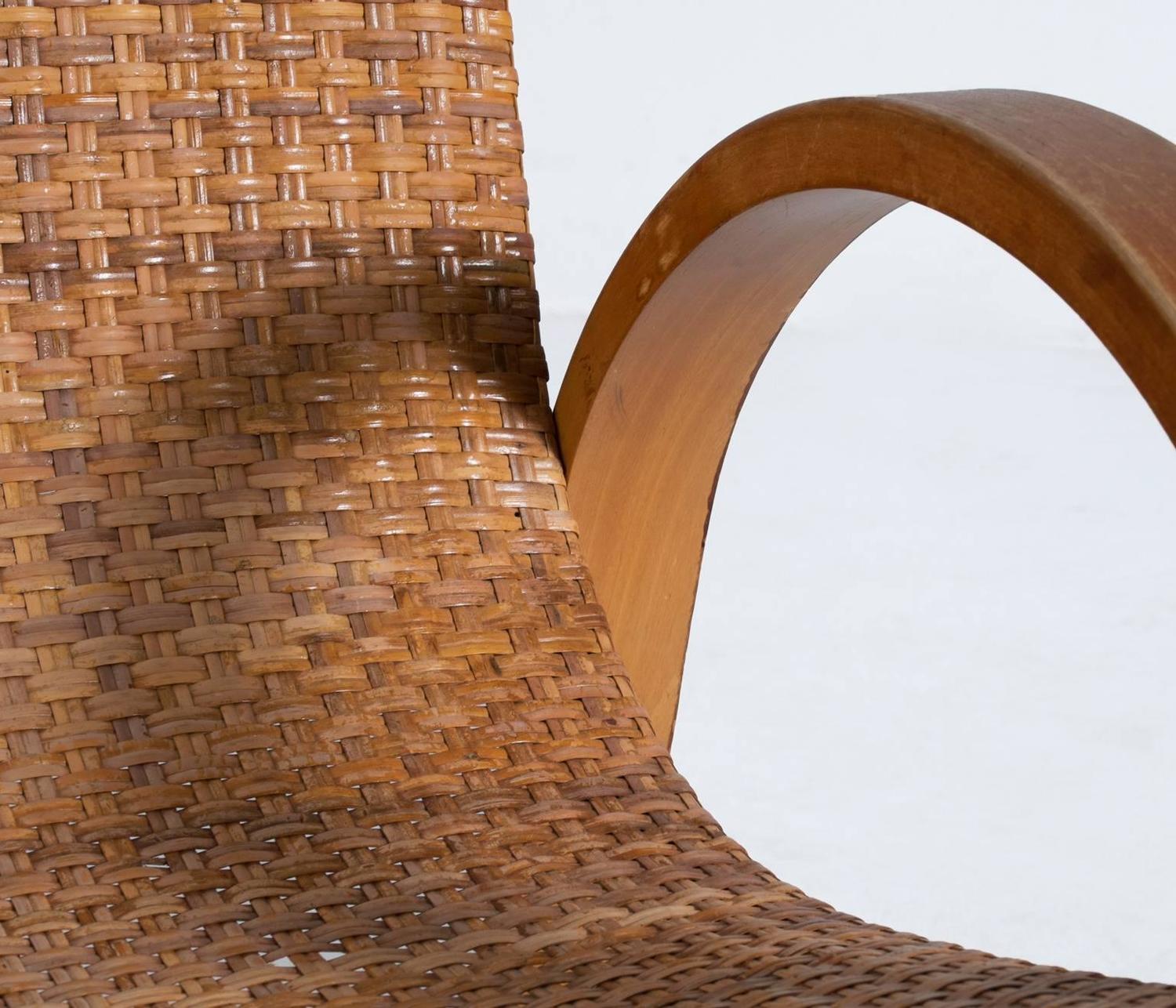 Elegant Wicker Easy Chair, France 1950s For Sale at 1stdibs