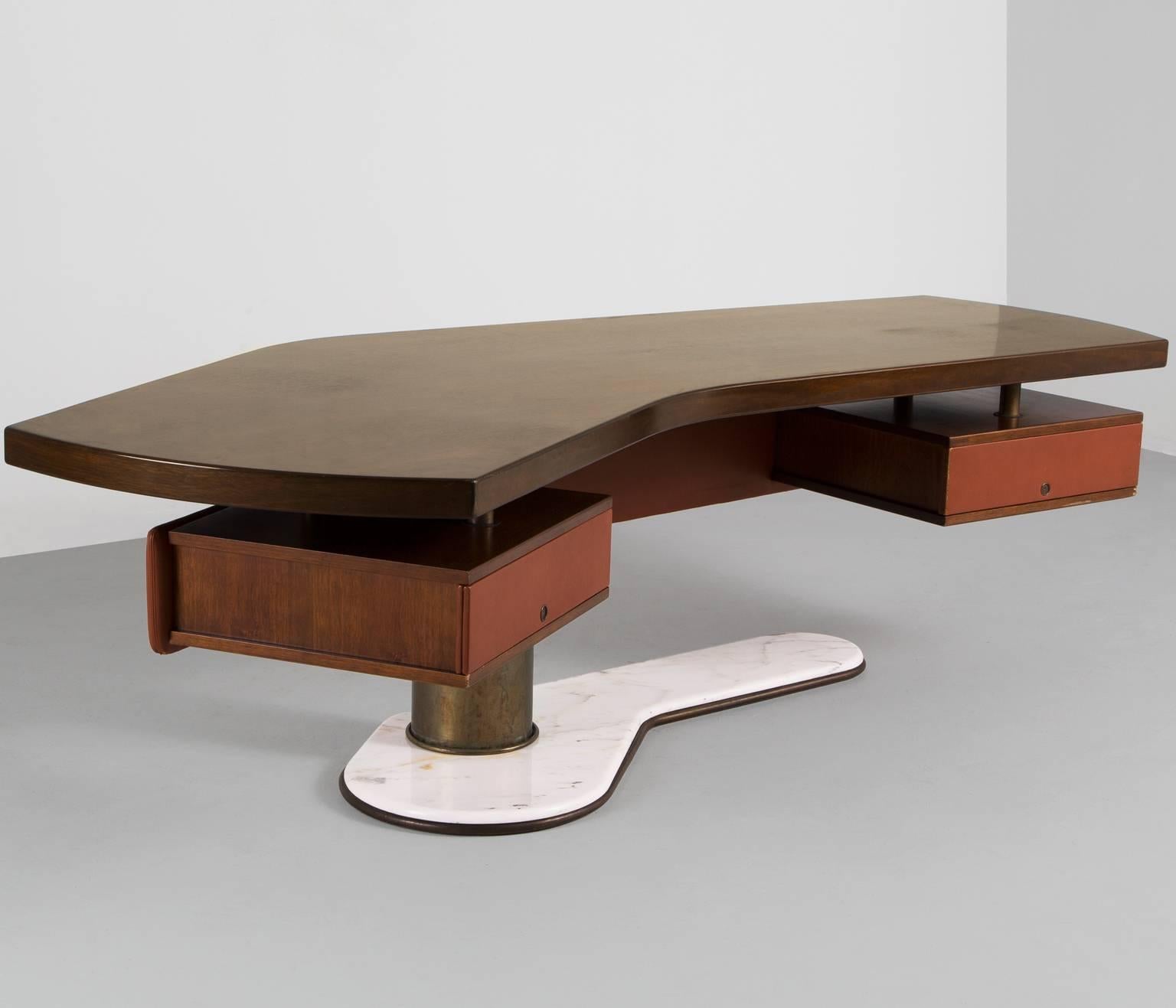 Extremely Rare Curved Writing Desk, Italy, 1950s For Sale at 1stDibs