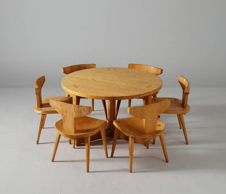 Round Dining Table by Jacob Kielland-Brandt in Solid Pinewood at 1stDibs