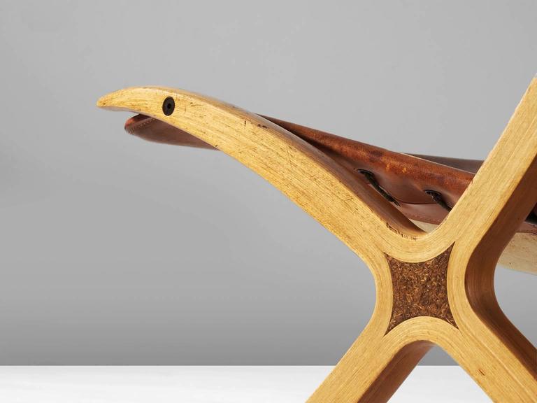 Hvidt and Mølgaard Pair of X-Chairs in Cognac Leather For Sale at 1stDibs